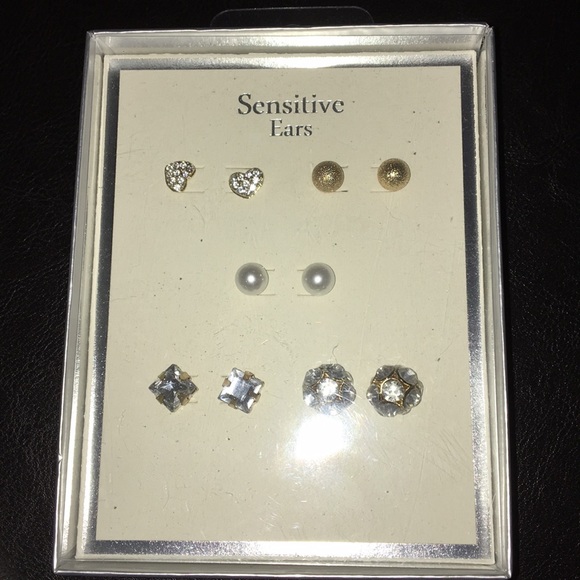 Jewelry | 5 Sets Sensitive Ears Assorted Studs Hearts Crysta | Poshmark